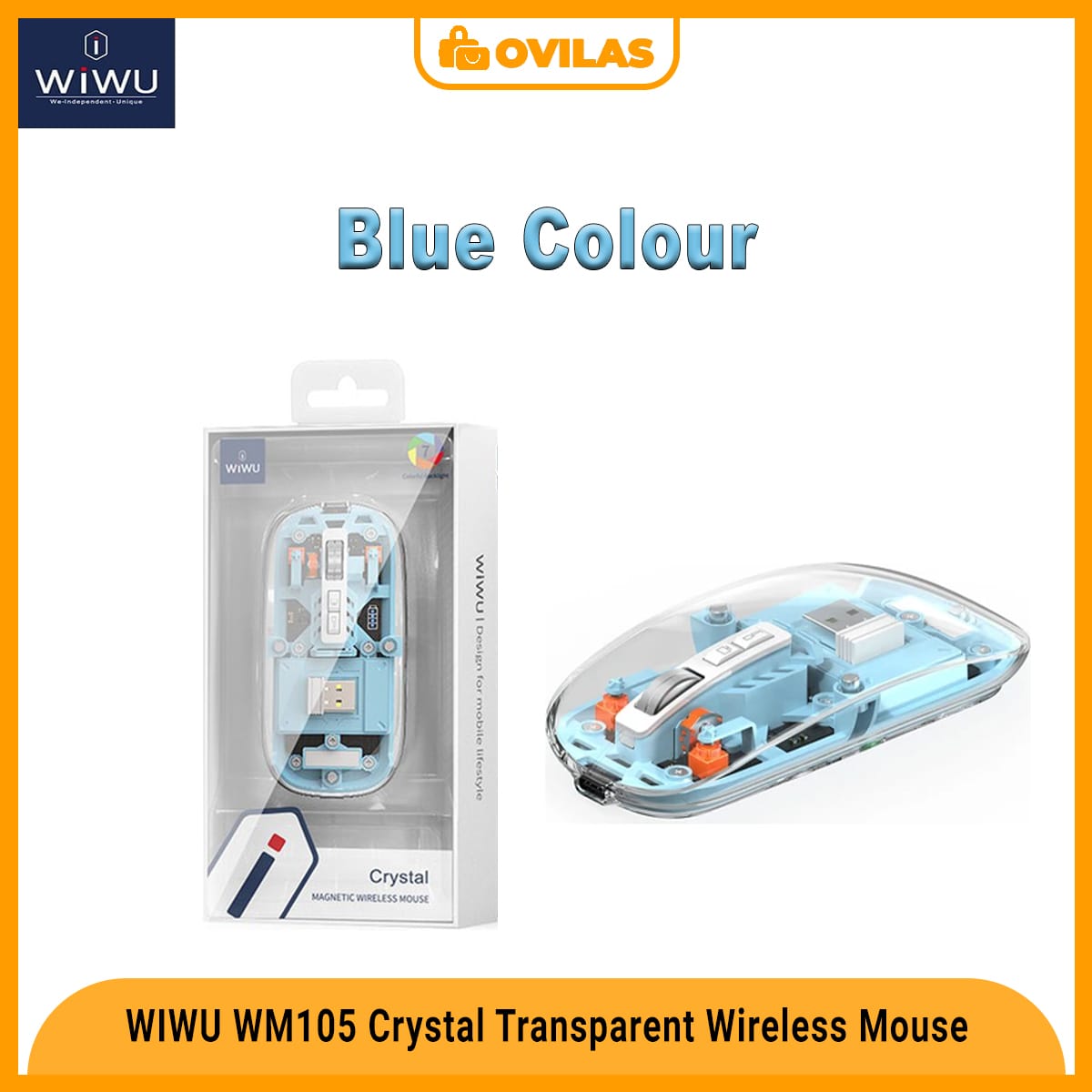 WIWU WM105 PC+ Metal Wheel Crystal Transparent Wireless Mouse 2.4G ...